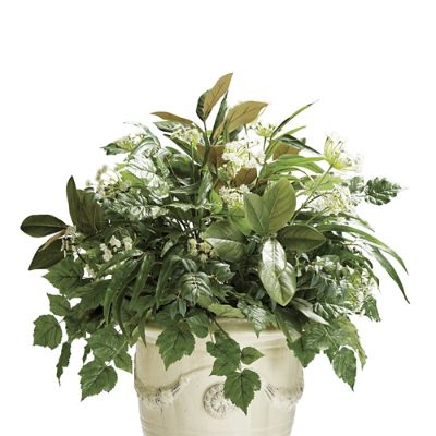 Outdoor Mixed Greenery & Queen Anne's Lace Urn Filler with Lifelike ...