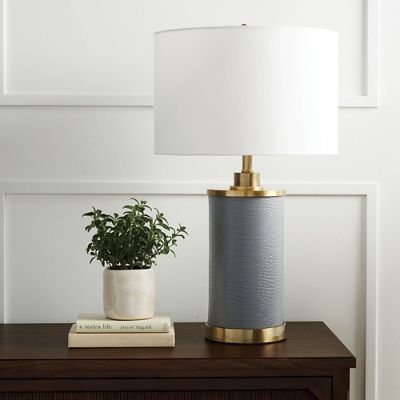 Tatum Leather Round Table Lamp | Frontgate