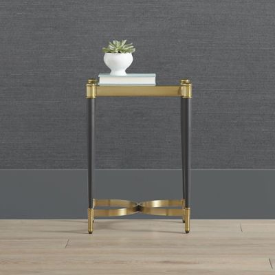 Angelina Small Side Table with Tempered Glass Top & Matte Black Brass ...