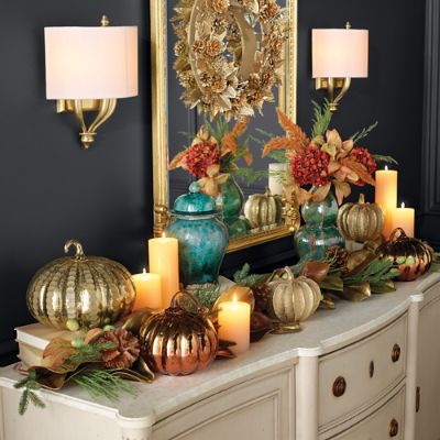 Gold Hammered Glass Pumpkin | Frontgate