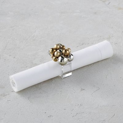 Metallic Baubles Napkin Rings Set of Four with Pearl-like Spheres ...
