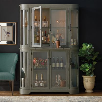 Cheval Bar Cabinet with Touch Lighting & Adjustable Glass Shelves in ...