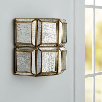 Clarette Wall Sconce with Antiqued Brass & Mercury Glass Panels for ...