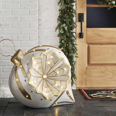 LED Snowflake Teardrop Ornament with Warm White Lights & Timer for ...