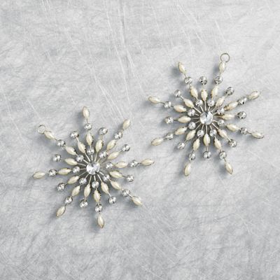 Pearl and Crystal Large Snowflakes, Set of Two | Frontgate