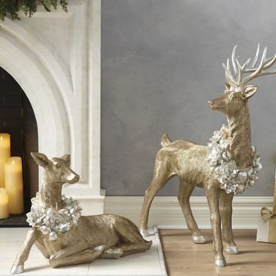 Reindeer with Magnolia Wreath | Frontgate