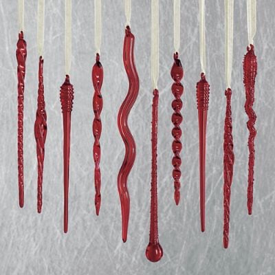 Ruby Red Crystal Icicles, Set of 10 | Frontgate