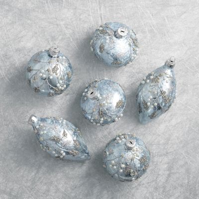 Branch and Pearl Ornaments, Set of Six | Frontgate