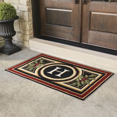 Wingate Festive Monogrammed Door Mat Weather Resistant Design