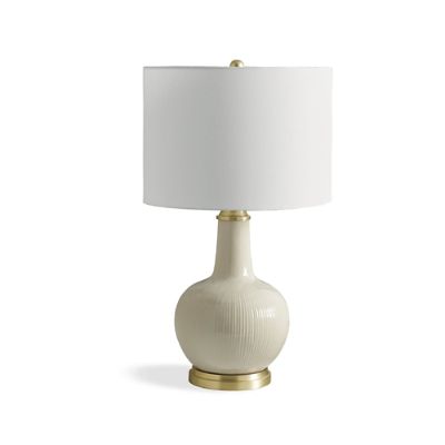 Carlota Table Lamp with Glazed Ceramic & Brushed Brass Base Dimmable LED Compatible