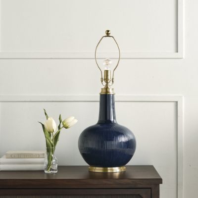 Carlota Large Ceramic Table Lamp Base with Brass Accents & Dimmer Switch