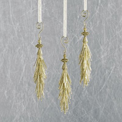 Bugle Bead Tassel Ornaments, Set of Three | Frontgate