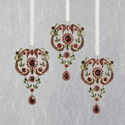 Scroll Teardrop Dangle Ornaments, Set of Three | Frontgate