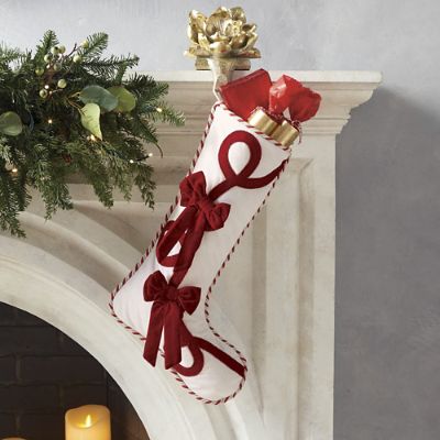 Scrolling Velvet Bow Stocking | Frontgate