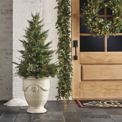 Indigo Berry 4 ft. Potted Tree with LED Lights & Timer Function