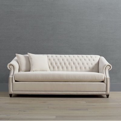 Farah Sofa with Rolled Arms & Hand-Applied Button Tufting Plus Nailhead ...