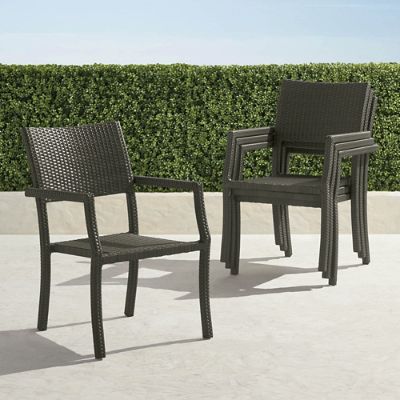 Café Contract-Grade Square Back Stacking Chairs in Wicker, Set of Four ...