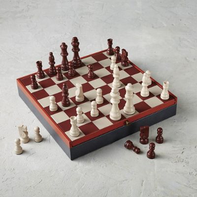 Leather Tabletop Chess Set | Frontgate