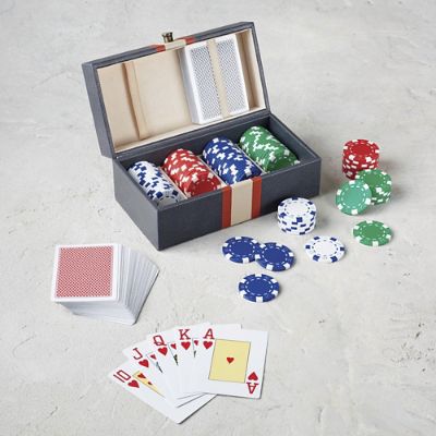 Leather Tabletop Poker Set | Frontgate