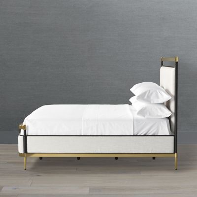 Angelina Neoclassical Bed with Upholstered Headboard & Stain-Resistant ...