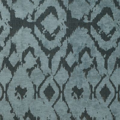 Indigo Minerva Fabric: Geometric Ikat-Inspired Design & Textured Weave