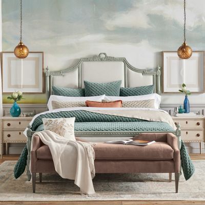 Maxine Bench with Curved Details & Tapered Maple Legs Handcrafted Comfort Seating