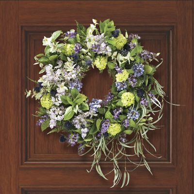 Caldwell Weeping Lilac Wreath with Lifelike Blossoms & Eucalyptus Greenery