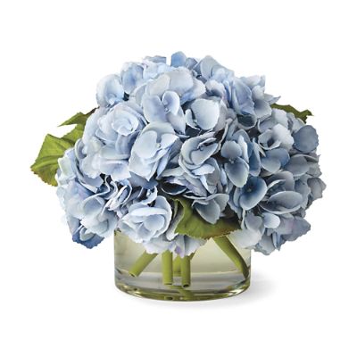 Hydrangea in Cylinder Light Blue | Handmade Faux Blossoms & Glass Vase Decor