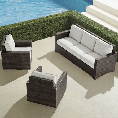 Small Palermo Bronze Wicker Sofa Set with Swivel Chairs & All-Weather ...