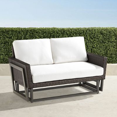 Palermo Gliding Bench in Bronze Wicker with All-Weather HDPE & Rust ...