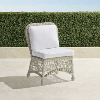 Hampton Ivory Wicker Dining Chairs with All Weather Cushions Set of 2