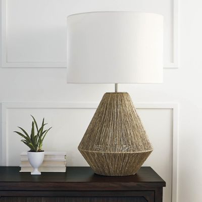 Tasha Paper Rope Lamp with Ivory Linen Shade & Dimmer Switch Function