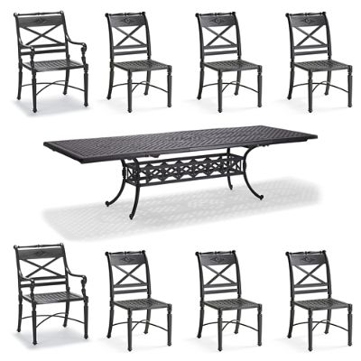 Carlisle 7-pc. Rectangular Faux Wood Dining Set in Onyx Aluminum ...