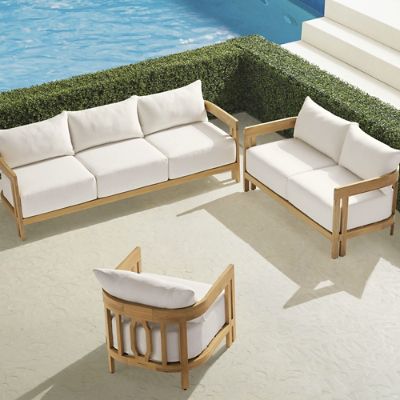 Porticello 3-pc. Sofa Set in Natural Teak with Handcrafted Frames & All ...