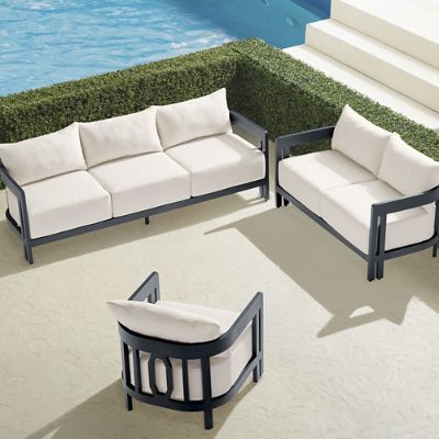 Porticello 3-pc. Sofa Set with Cushions & Matte Black Aluminum Frame