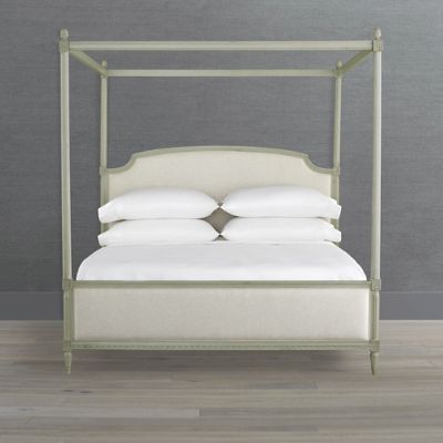 Etienne Canopy Bed with Upholstered Headboard Aged Patina Finish