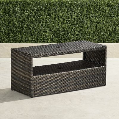Palermo Bronze Wicker Umbrella Table with Integrated Shelf & Weighted Base