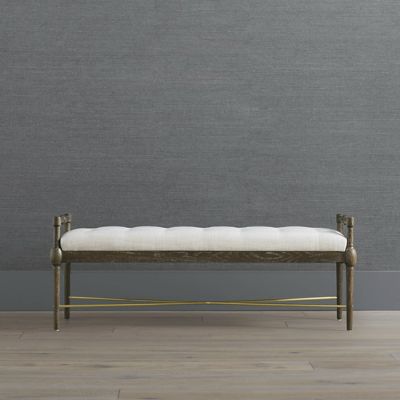 Josephine Bench with Tufted Cushion & Solid Oak Frame in Vintage Mink ...