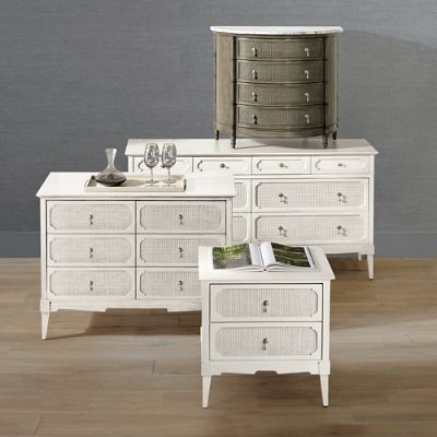 Marion 8-Drawer Dresser with Handwoven Rattan & Silver Hardware