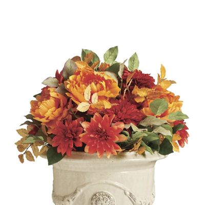 Mixed Floral Autumn Urn Filler with Lifelike Peonies & Dahlias for ...
