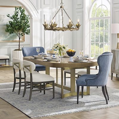 Gwyneth Dining Chair with Metal Detail Performance Fabric Upholstery