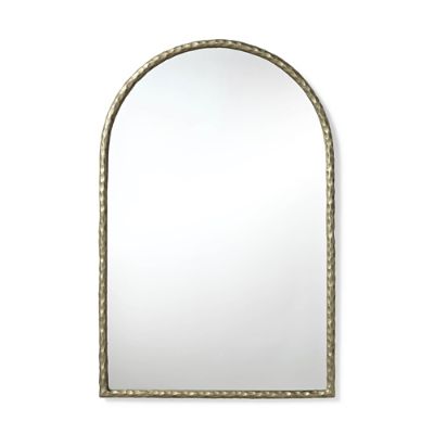 Torres Textured Arch Wall Mirror with Matte Brass Finish & Artisanal Iron Frame