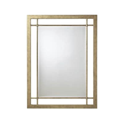 Angelina Wall Mirror with Antiqued Brass Finish & Beveled Glass