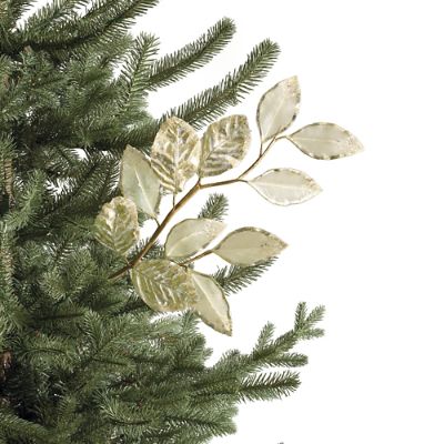 Glitter Metallic Veined Magnolia Leaf Stems, Set of Six | Frontgate