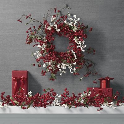 Bold Red Berry Greenery Collection with Realistic Faux Foliage ...