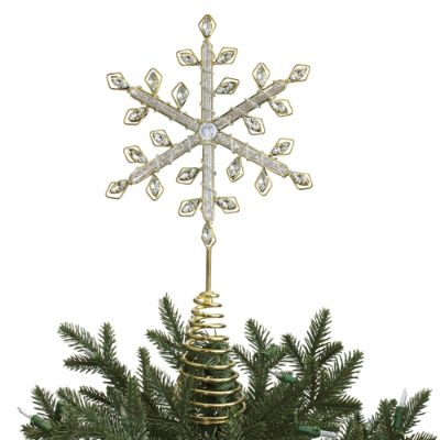 Crystal Snowflake Tree Topper with Hand-Set Glass Crystals & Metal Coil ...