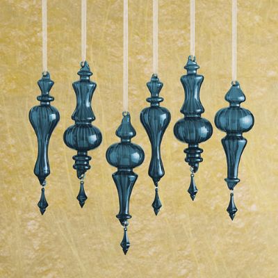 Deep Teal Glass Finials, Set of Six | Frontgate