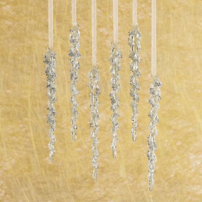Glittered Crystal Icicles Set of Six with Hand-Placed Beadwork & Mouth ...