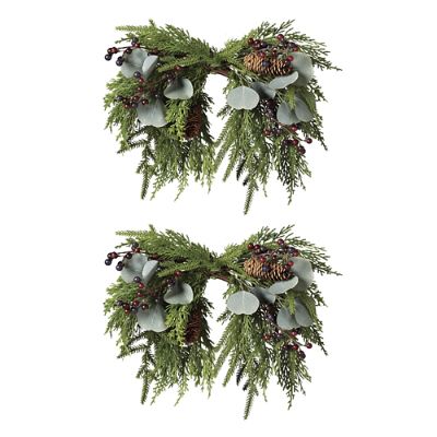 Peony & Pine Cone Sconce Swags with Lifelike Foliage & UV Protection ...