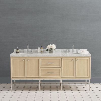 Melrose 72" Double Bath Vanity with Carrara Marble Top & White Oak ...